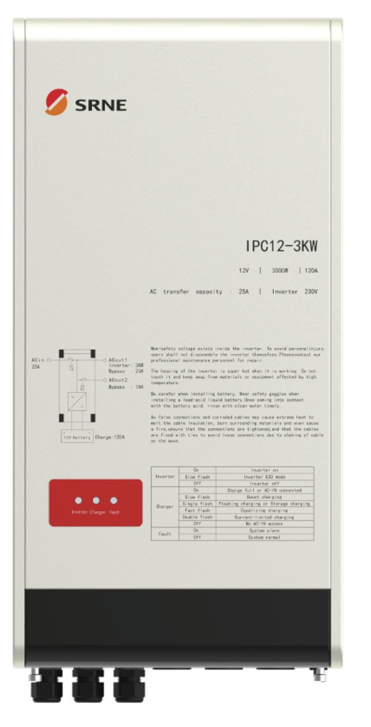 SRNE IPC12-3KW invertterilaturi 3kW, 12V 120A | Oy Esco Ab